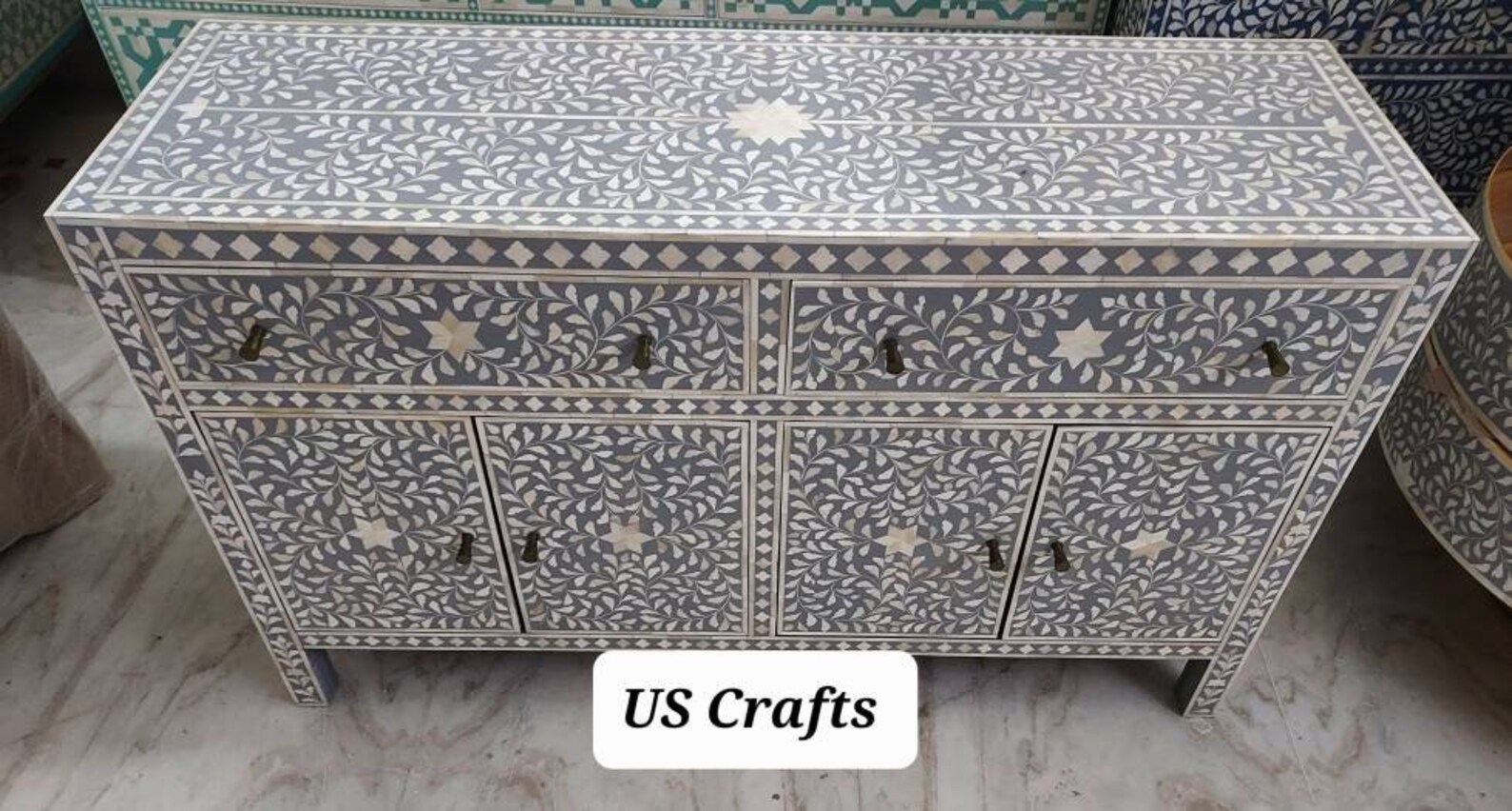 Bone Inlay Buffet Grey Bone Inlay Buffet Grey Bone Inlay - Etsy