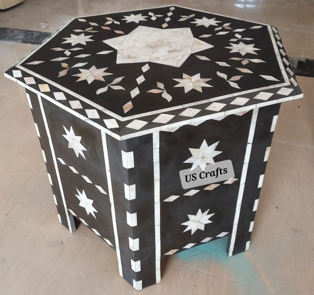 Mother of Pearl Octagon Coffee Table Black,mother of Pearl Center Table ...