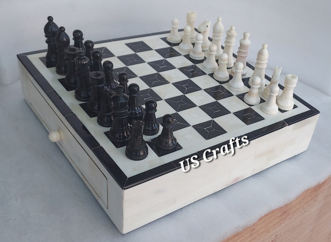 Bone Inlay Chess Board, Bone Inlay Board Game, Chess Board ...