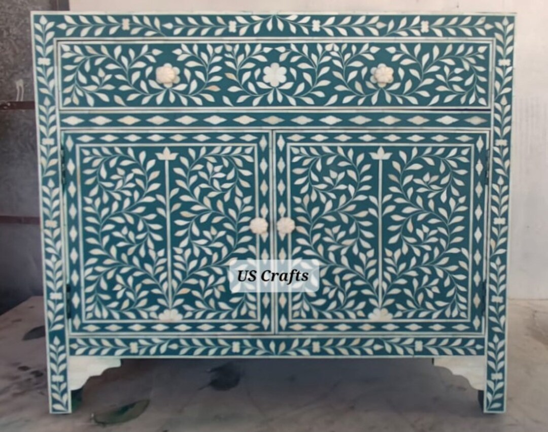 Bone Inlay Scrollvine Design Entryway Cabinet , Bone Inlay Scrollvine ...