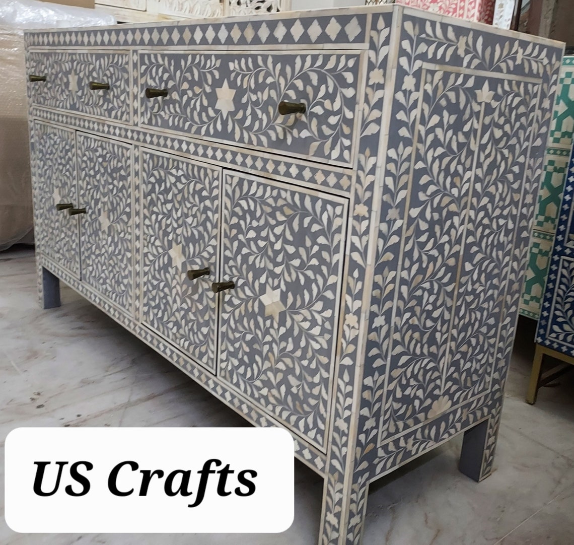 Bone Inlay Buffet Grey Bone Inlay Buffet Grey Bone Inlay - Etsy