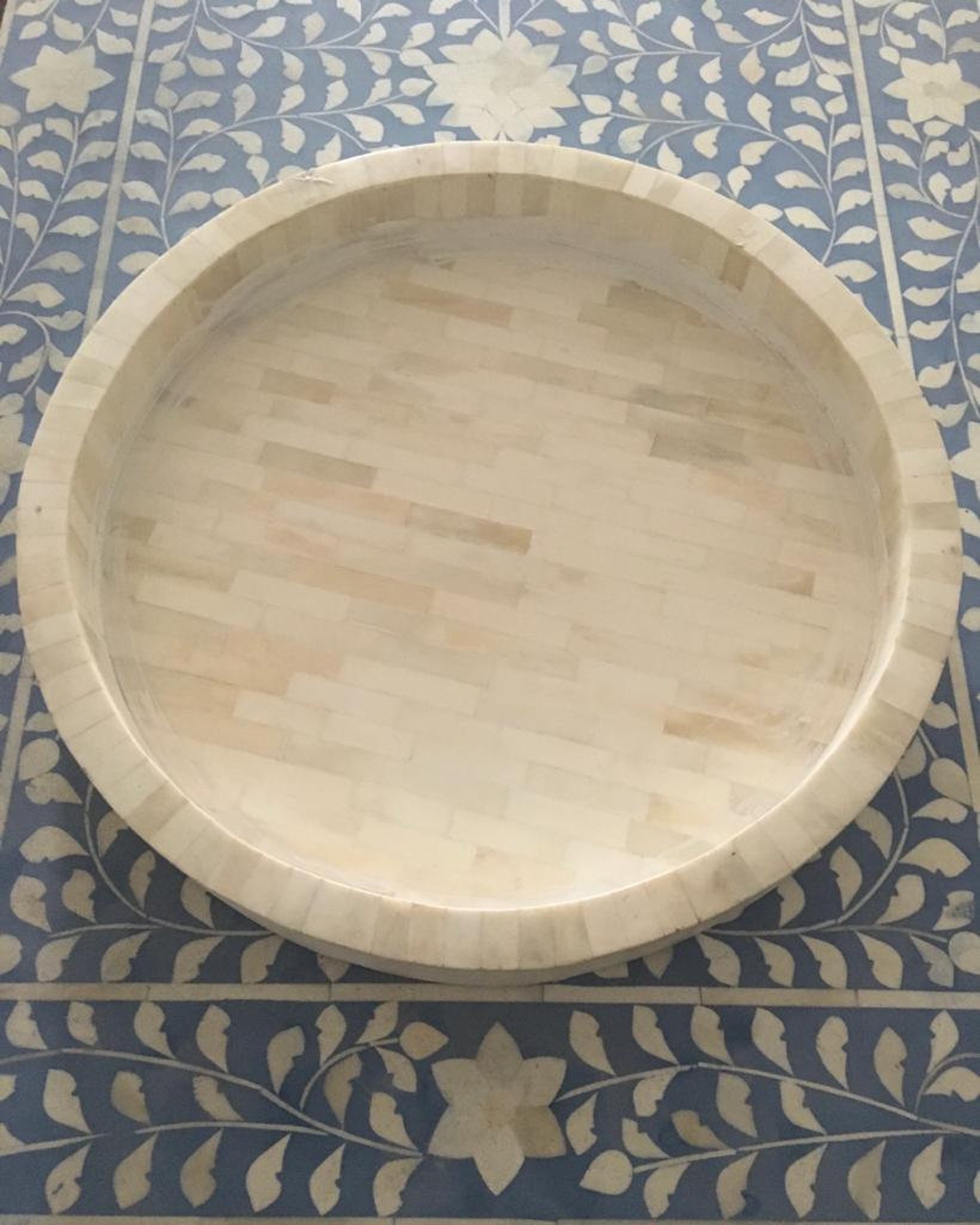 Handmade Bone Inlay White Round Tray Decorative Serving Tray | Etsy