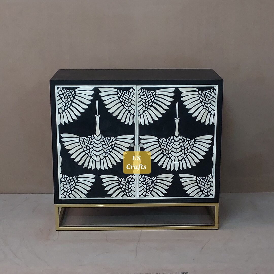 Handmade Bone Inlay Wooden Modern Pattern Sideboard, Bone Inlay ...