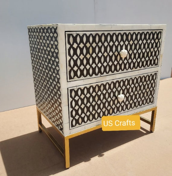 Bone Inlay Nightstand Bone Inlay Bedside Tablebone Inlay | Etsy