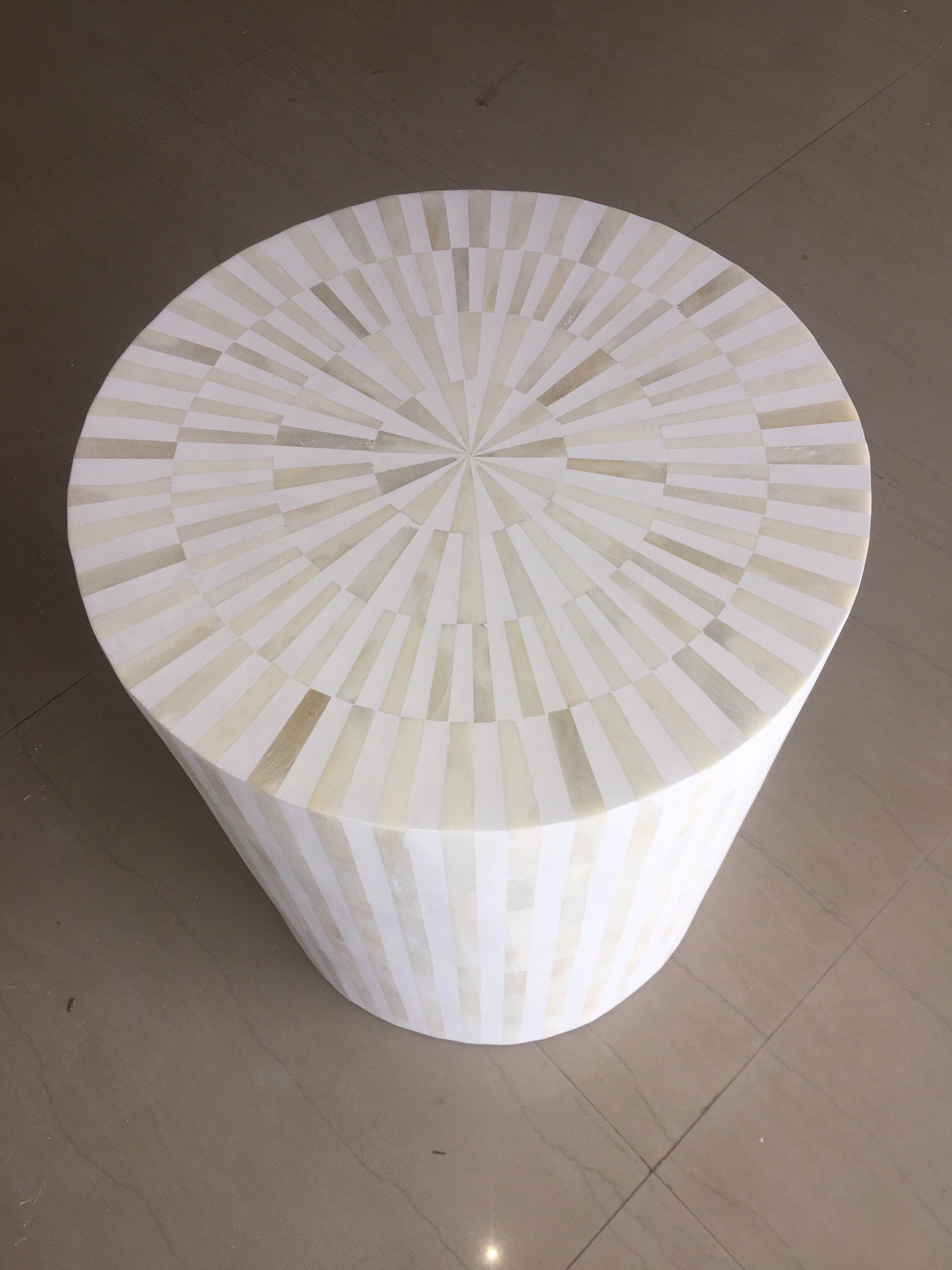 Bone Inlay Stripe Design Round End Table Off-White Bone Inlay | Etsy