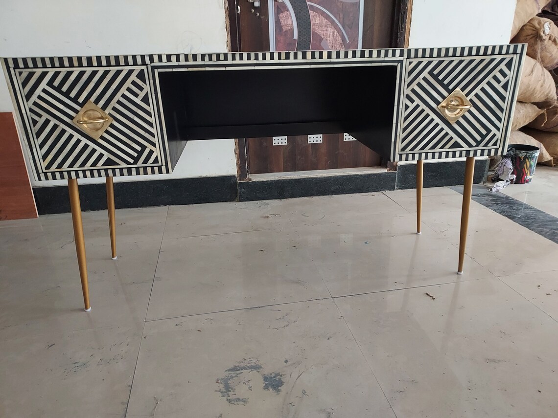 Bone Inlay Optical Desk Black Bone Inlay Optical Table - Etsy