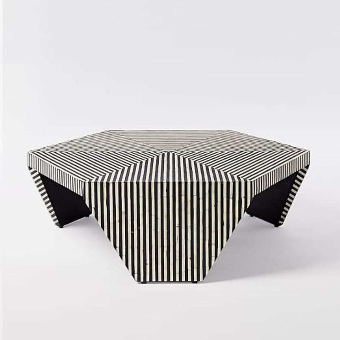 Bone Inlay Hexagon Shape Optical Strip Pattern Coffee | Etsy