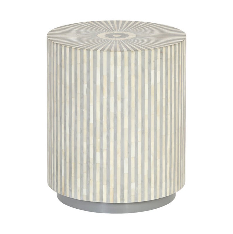 Bone Inlay Stripe Design Round End Table , Bone Inlay Stripe Design ...