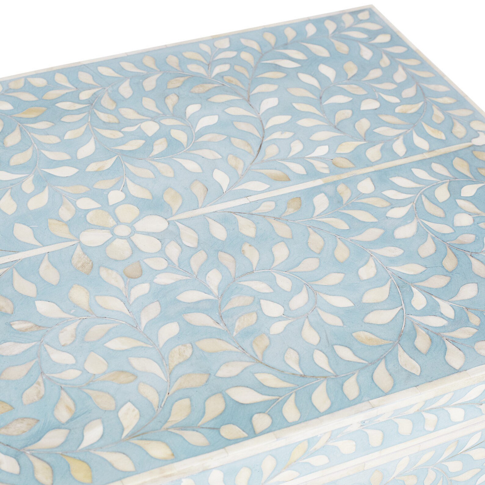 Bone Inlay Bedside Table With Shelf Blue Bone Inlay - Etsy