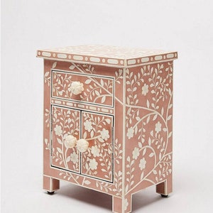 Bone Inlay Wooden Modern Floral Pattern Bedside Table Baby - Etsy