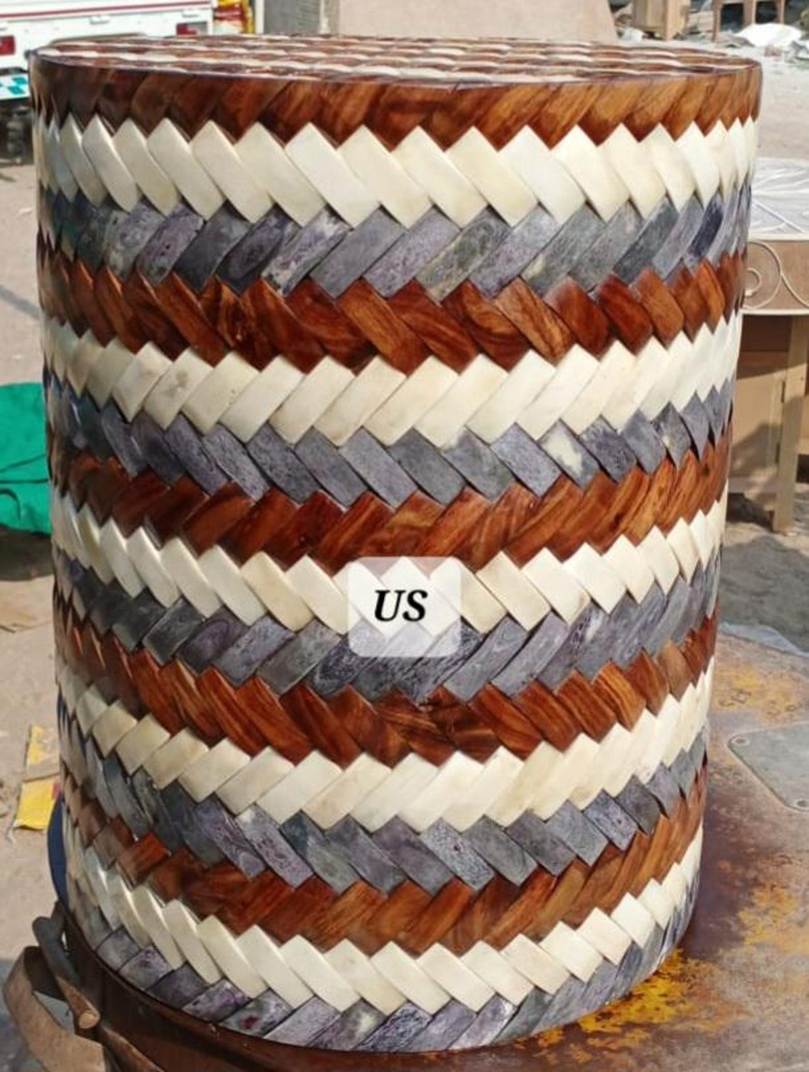 Bone Inlay Round End Table , Bone/teak Wood Inlay Side Table , Bone ...