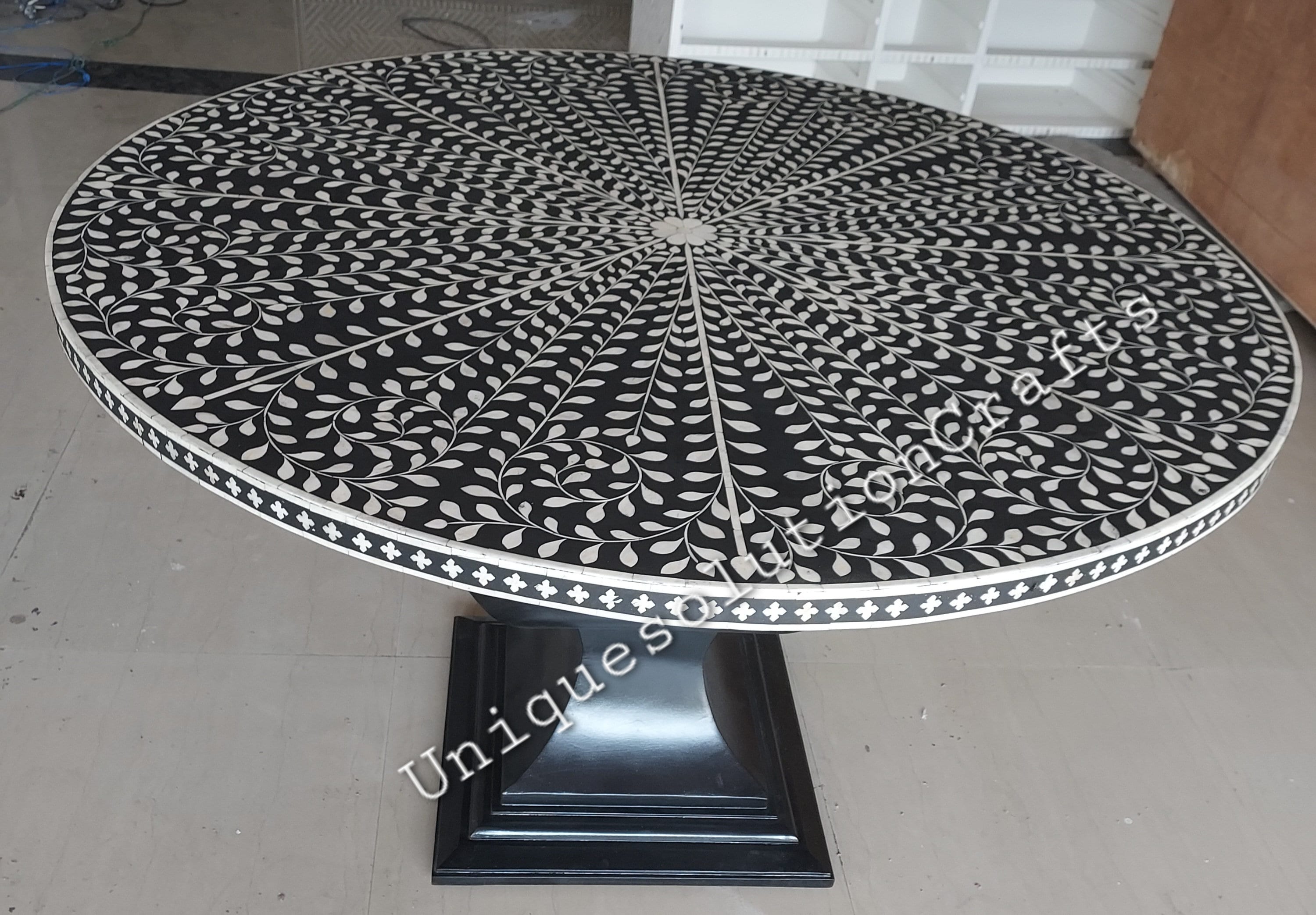 Bone Inlay Handmade Round Floral Table,bone Inlay Handmade Dinning ...