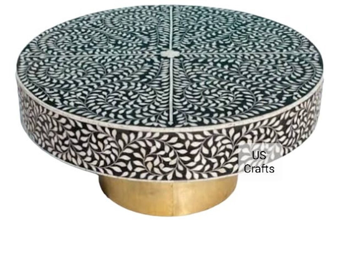 Bone Inlay Floral Design Coffee Table Indigo Blue Bone Inlay - Etsy