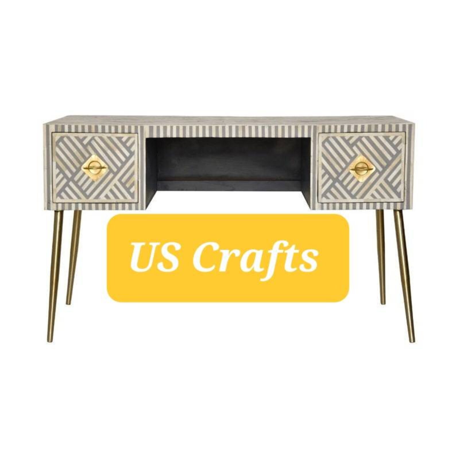 Bone Inlay Optical Desk, Black Bone Inlay Optical Table Console, Bone ...