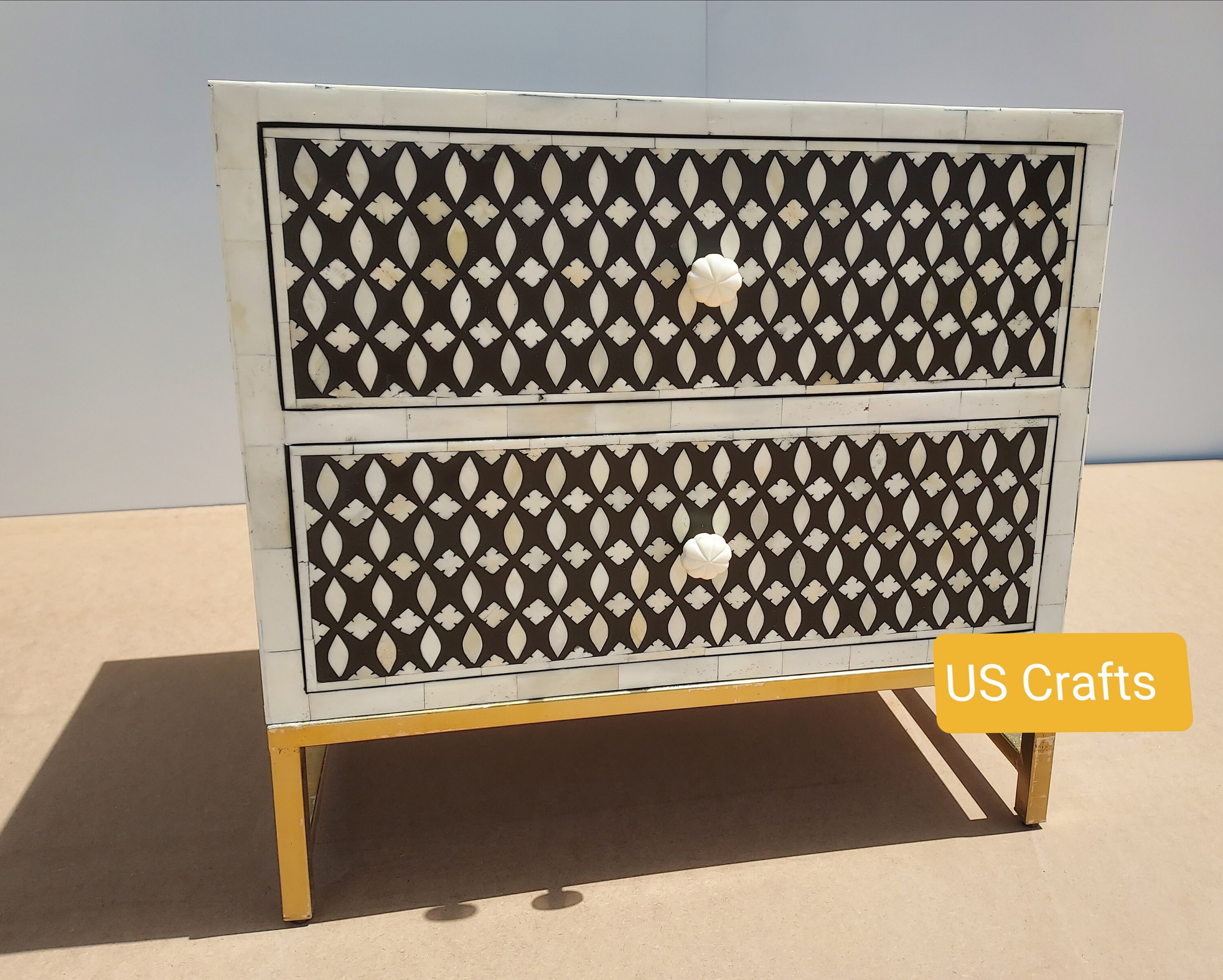 Bone Inlay Nightstand Bone Inlay Bedside Tablebone Inlay - Etsy