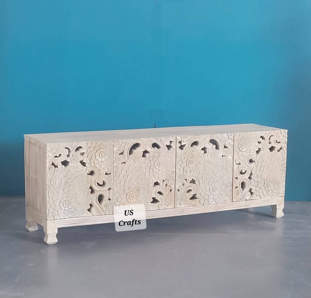 Hand Carved Entertainment Unit, Hand Carved Media Center, Livingroom ...