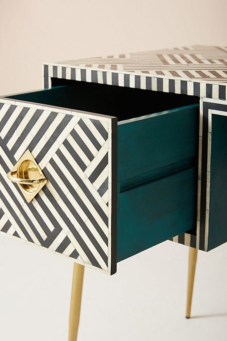 Bone Inlay Optical Desk Black Bone Inlay Optical Table | Etsy