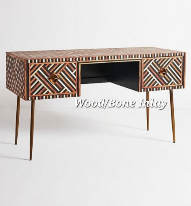 Bone Inlay Optical Design 2 Drawer Console Table Bone Inlay - Etsy