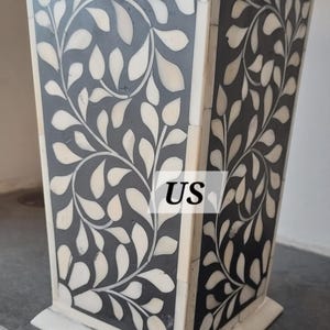 Bone Inlay Handmade Floral Pattern Black Vases, Handmade Bone Inlay ...