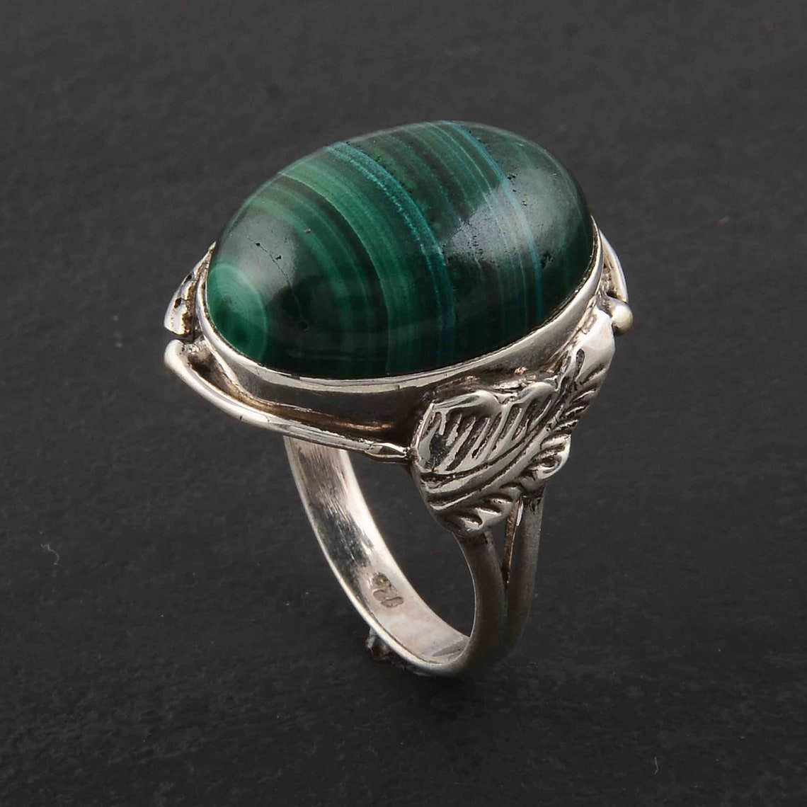 Natural Malachite Ring-handmade Silver Ring-uniquering-oval - Etsy