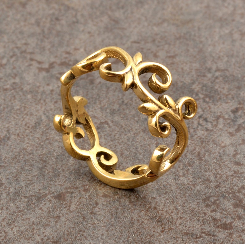 Shiny Gold Leaf Branch Ring Gold Leaf Ring Layering Brass - Etsy