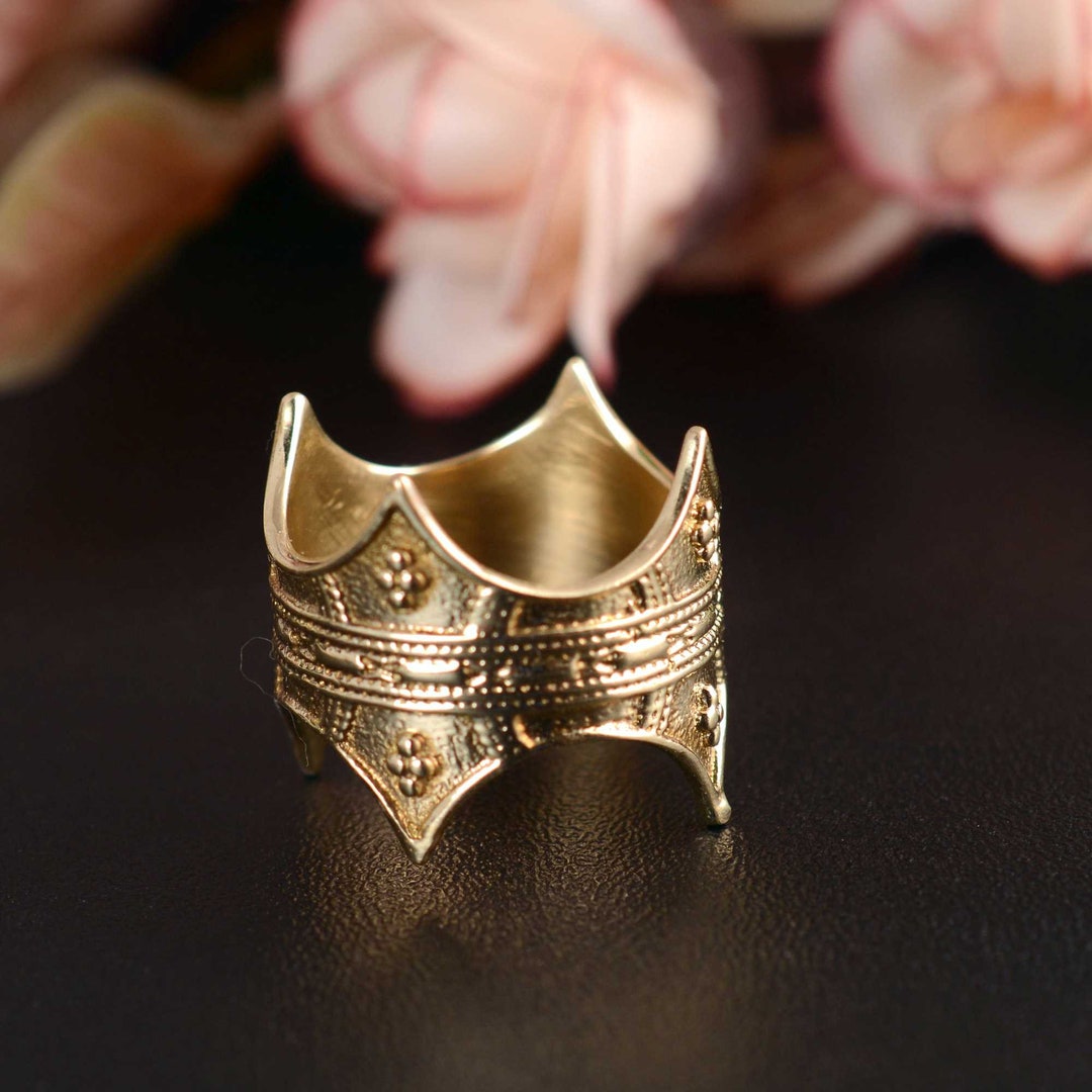 Handmade Brass Crown Ring, Unisex Statement Jewelry - Etsy