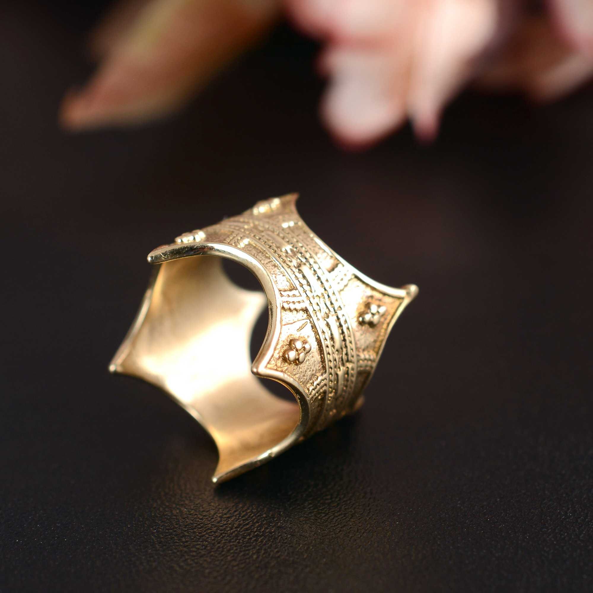 Handmade Brass Crown Ring, Unisex Statement Jewelry - Etsy