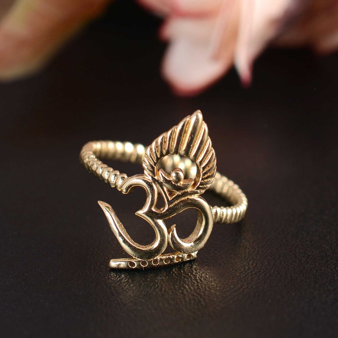 Brass Om Ring Gold Om Ring, Protection Ring, Shiva Om Ring, Yoga Ring ...