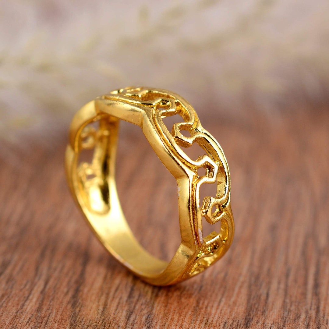 Gold Filigree Band Ring, Handmade Ring, Unique Filigree Ring, Brass ...