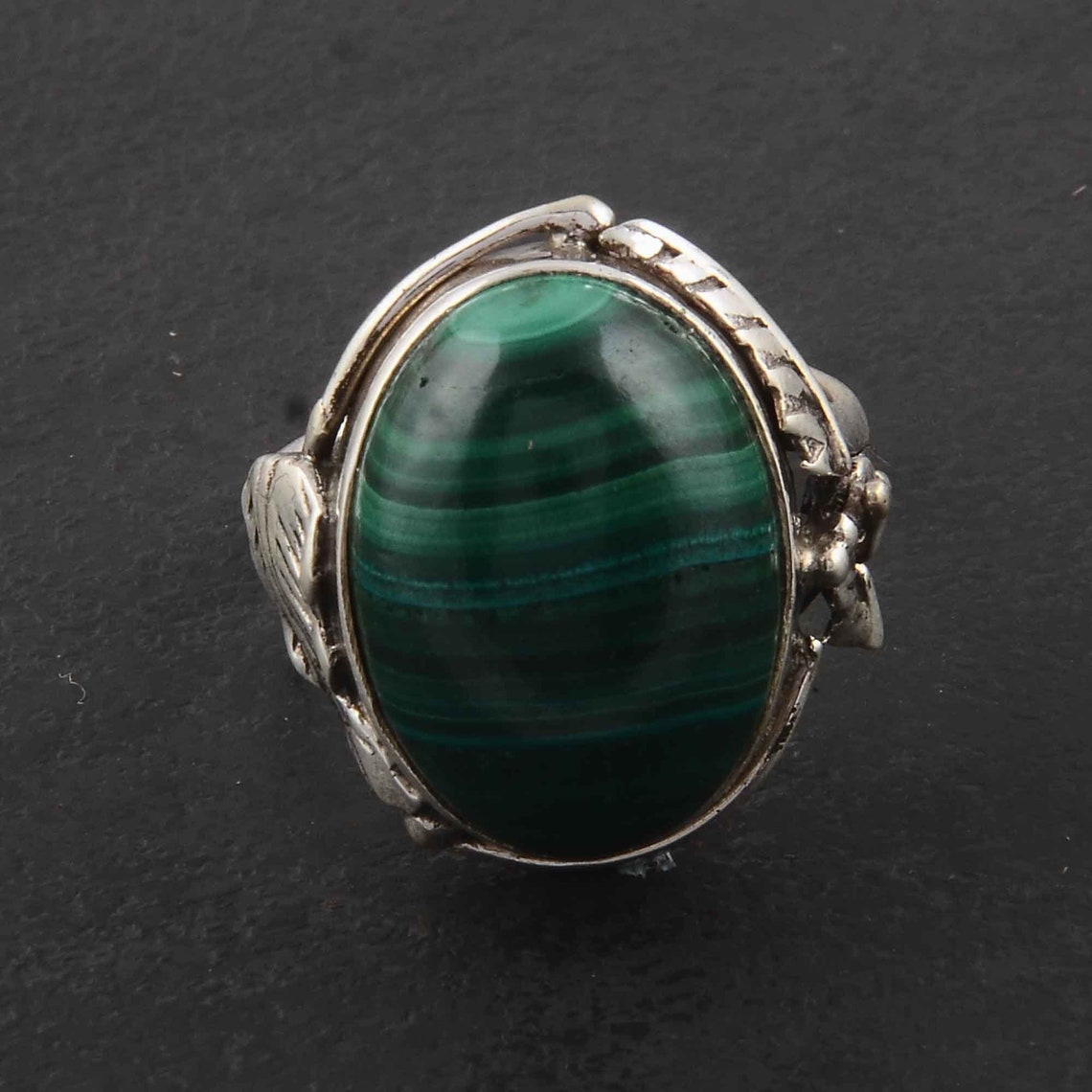 Natural Malachite Ring-handmade Silver Ring-uniquering-oval - Etsy