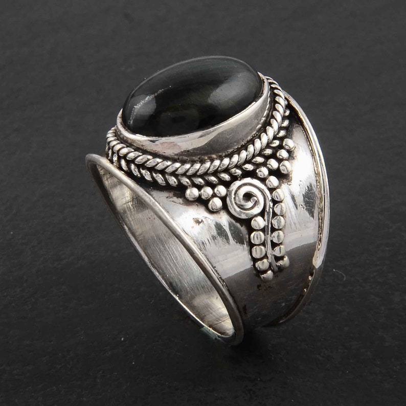 Black Obsidian Ring 925 Sterling Silver Ring Women Gift - Etsy