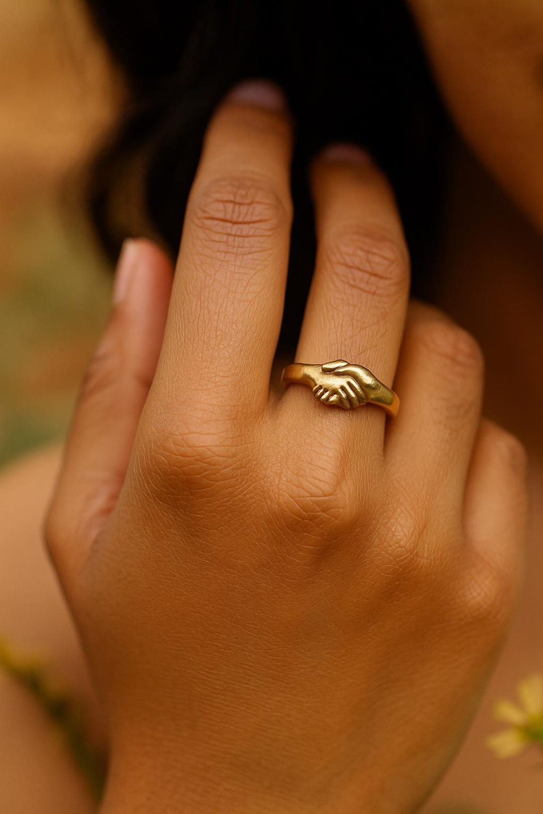 Fede Ring, Handmade Ring, Pinky Ring, Shaking Hands Ring, Gold ...