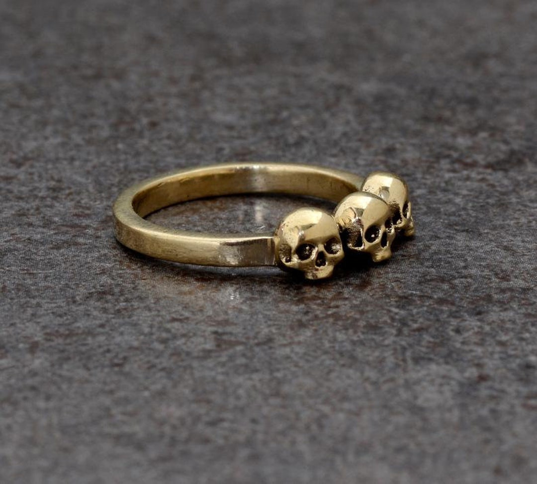 Handmade Brass Skull Ring, Gothic Halloween Jewelry - Etsy