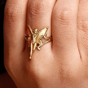 Angel Gold Ring, Fairy Ring, Handmade Ring, Brass Jewelry, Vintage ...