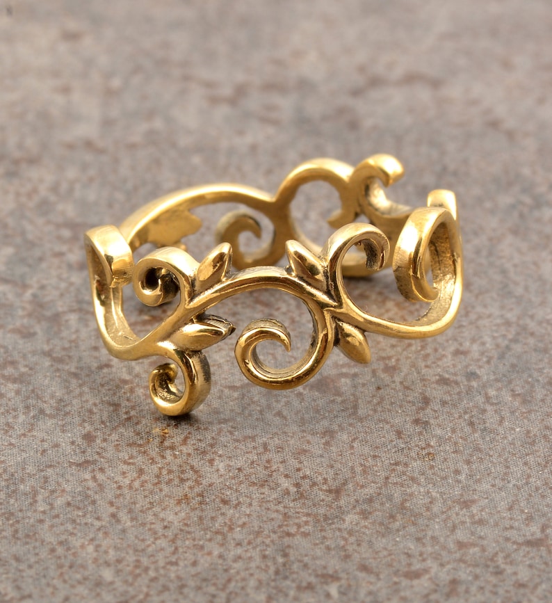 Shiny Gold Leaf Branch Ring Gold Leaf Ring Layering Brass - Etsy