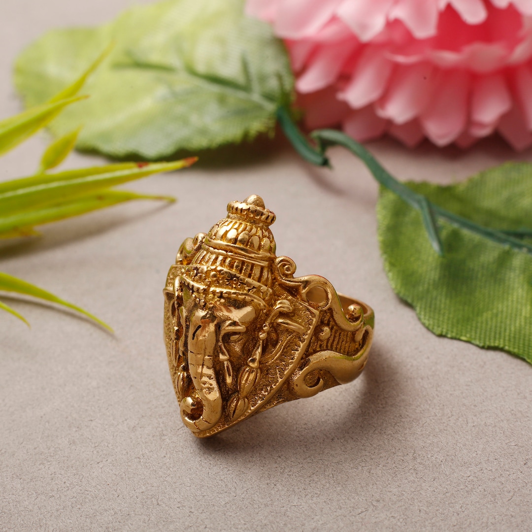 Lord Ganesha Ring, Handmade Ring, Gold Ring, Statement Ring, Religious ...