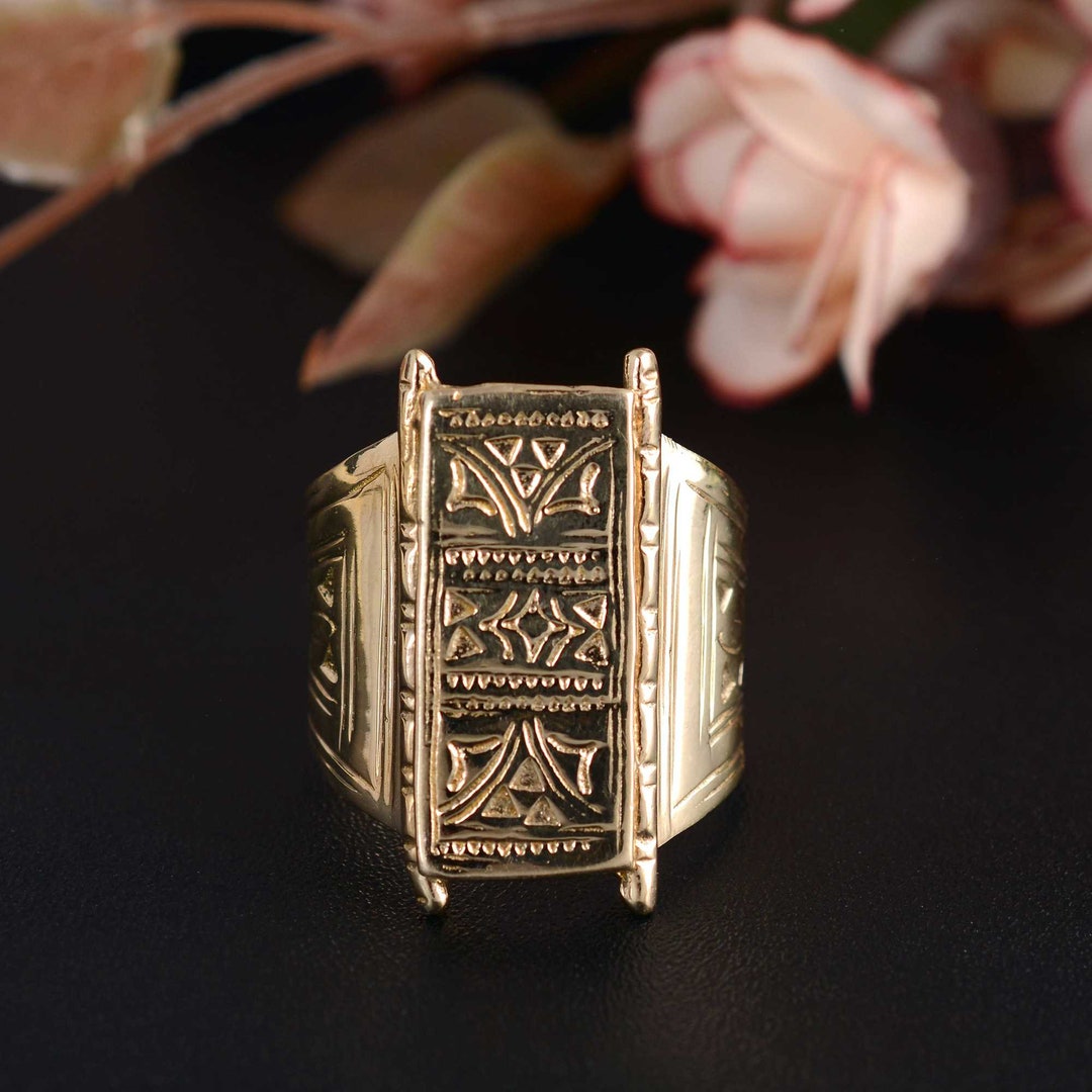 Handmade Brass Signet Ring - Ethnic Mayan Boho Style - Etsy