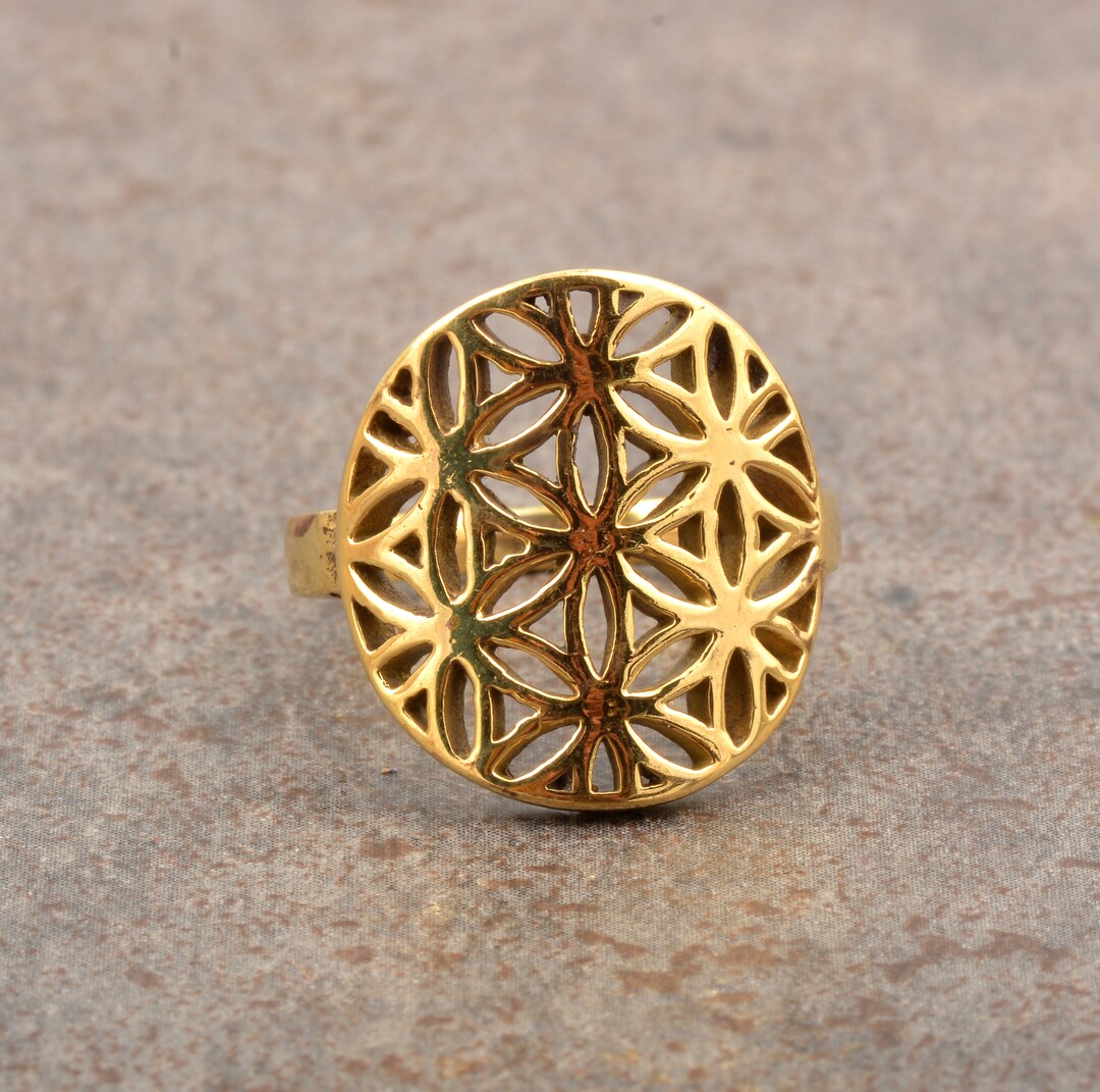 Mandala Ring, Brass Ring, Promise Ring, Handmade Ring, Statement Ring ...