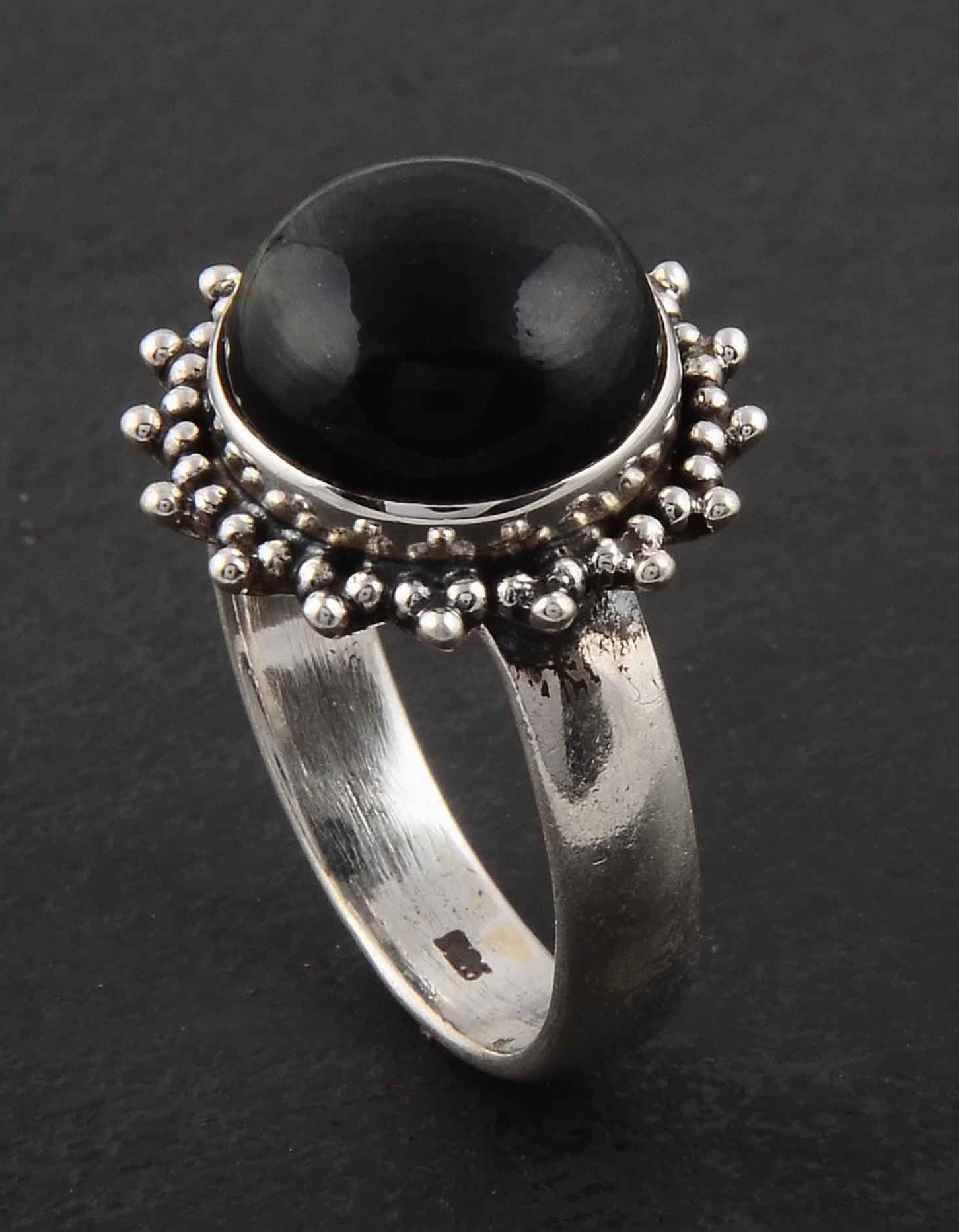 Black Obsidian Ring, 925 Sterling Silver Ring, Women Gift Ring ...