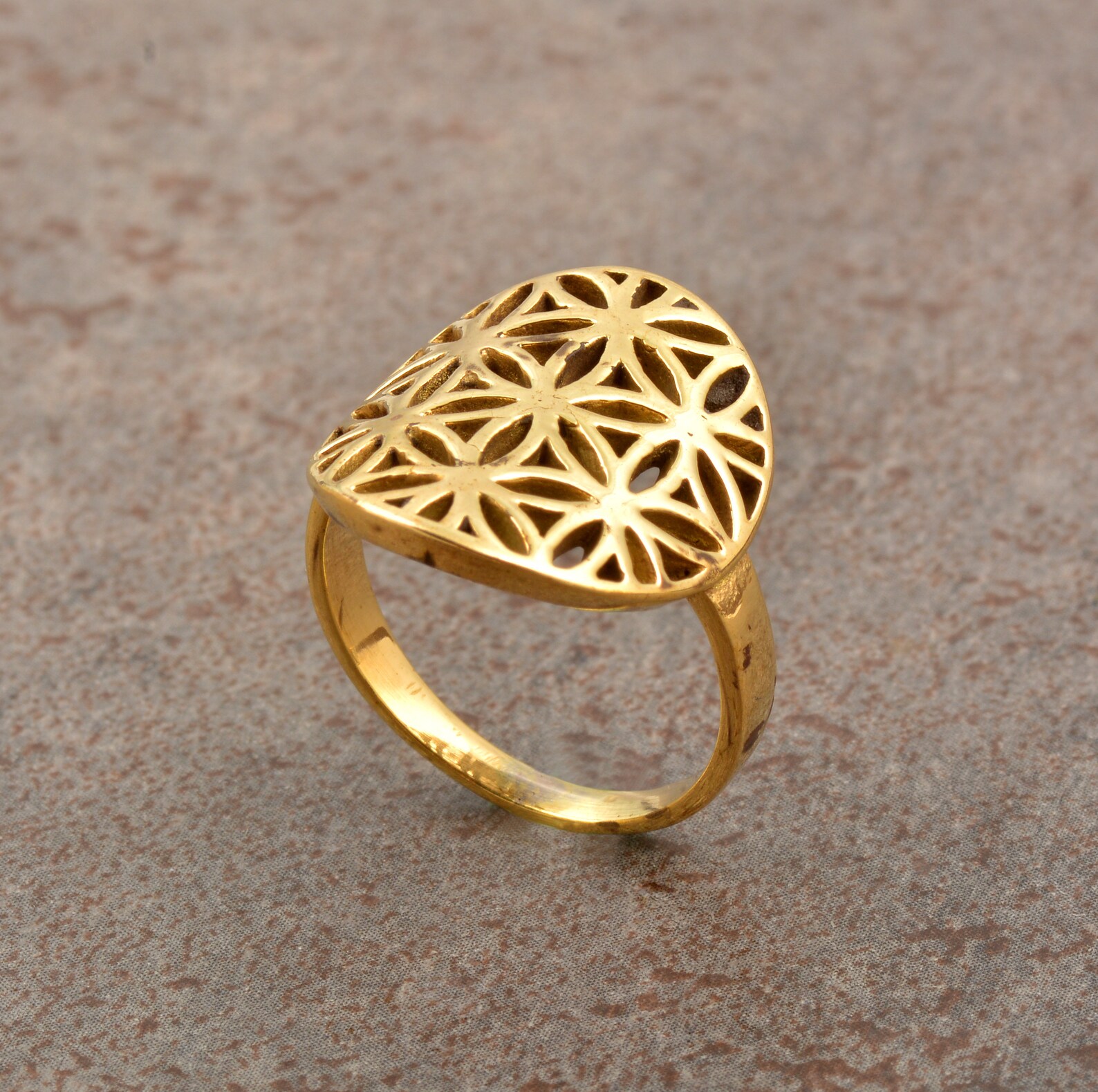 Mandala Ring, Brass Ring, Promise Ring, Handmade Ring, Statement Ring ...