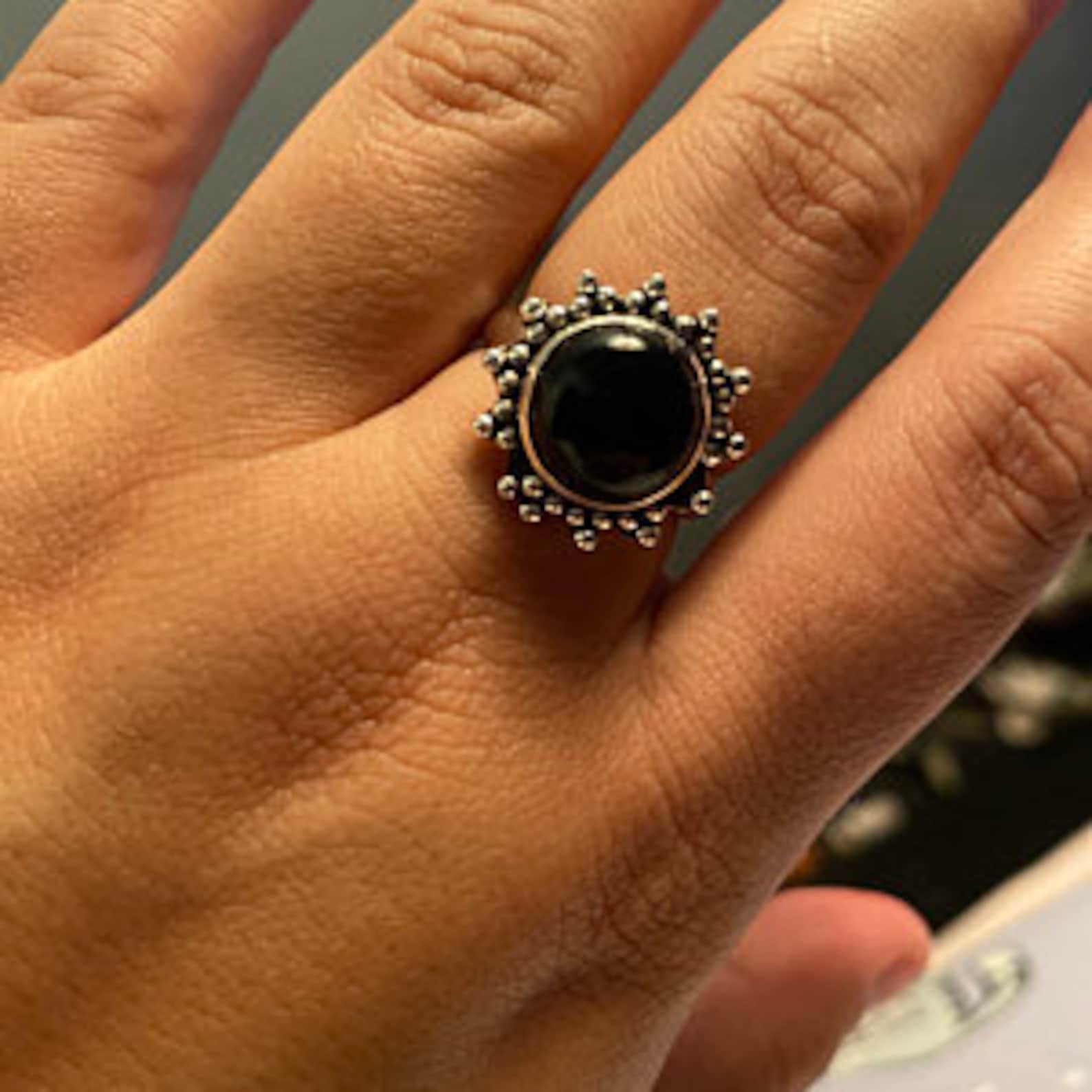 Black Obsidian Ring 925 Sterling Silver Ring Women Gift - Etsy