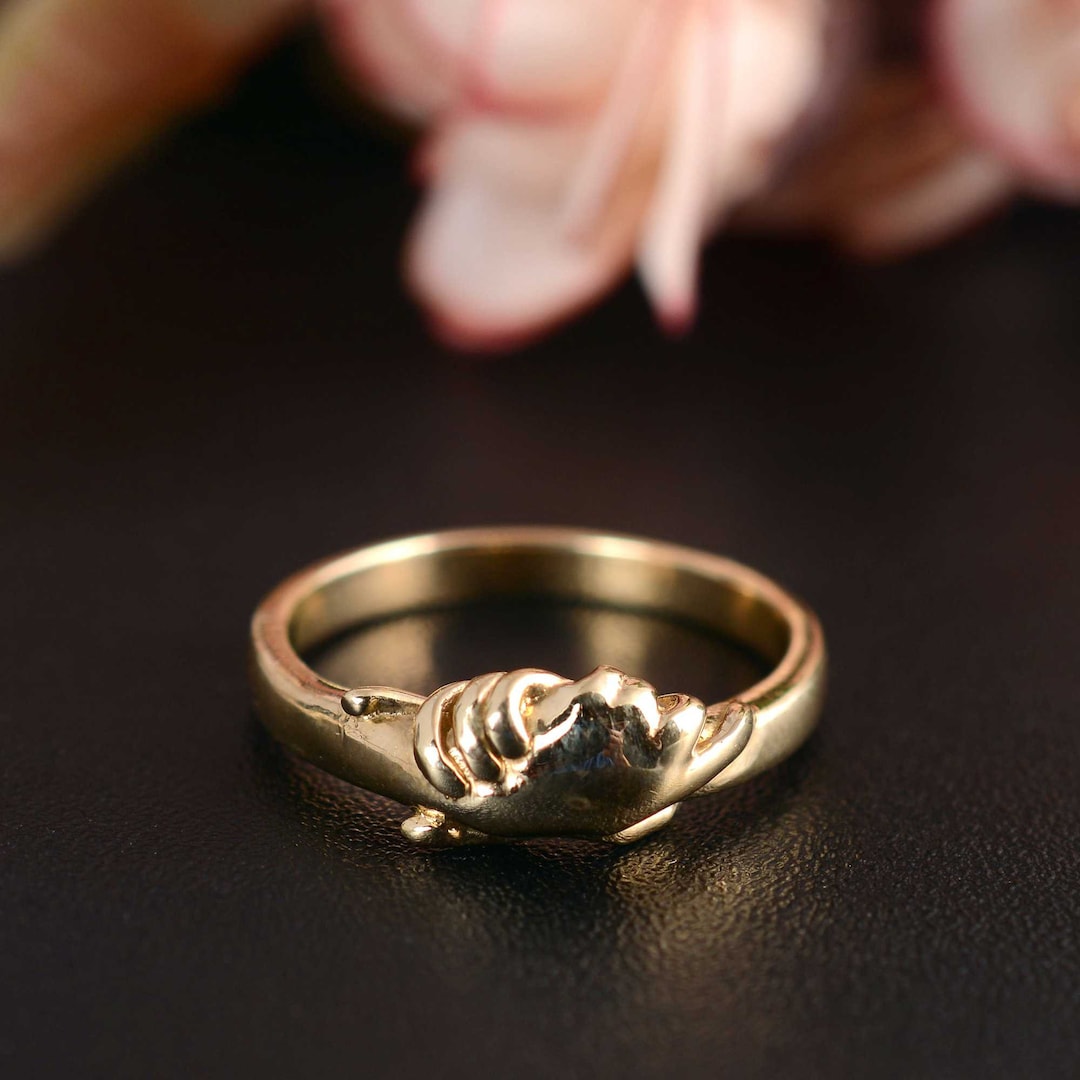 Fede Ring, Handmade Ring, Pinky Ring, Shaking Hands Ring, Gold ...