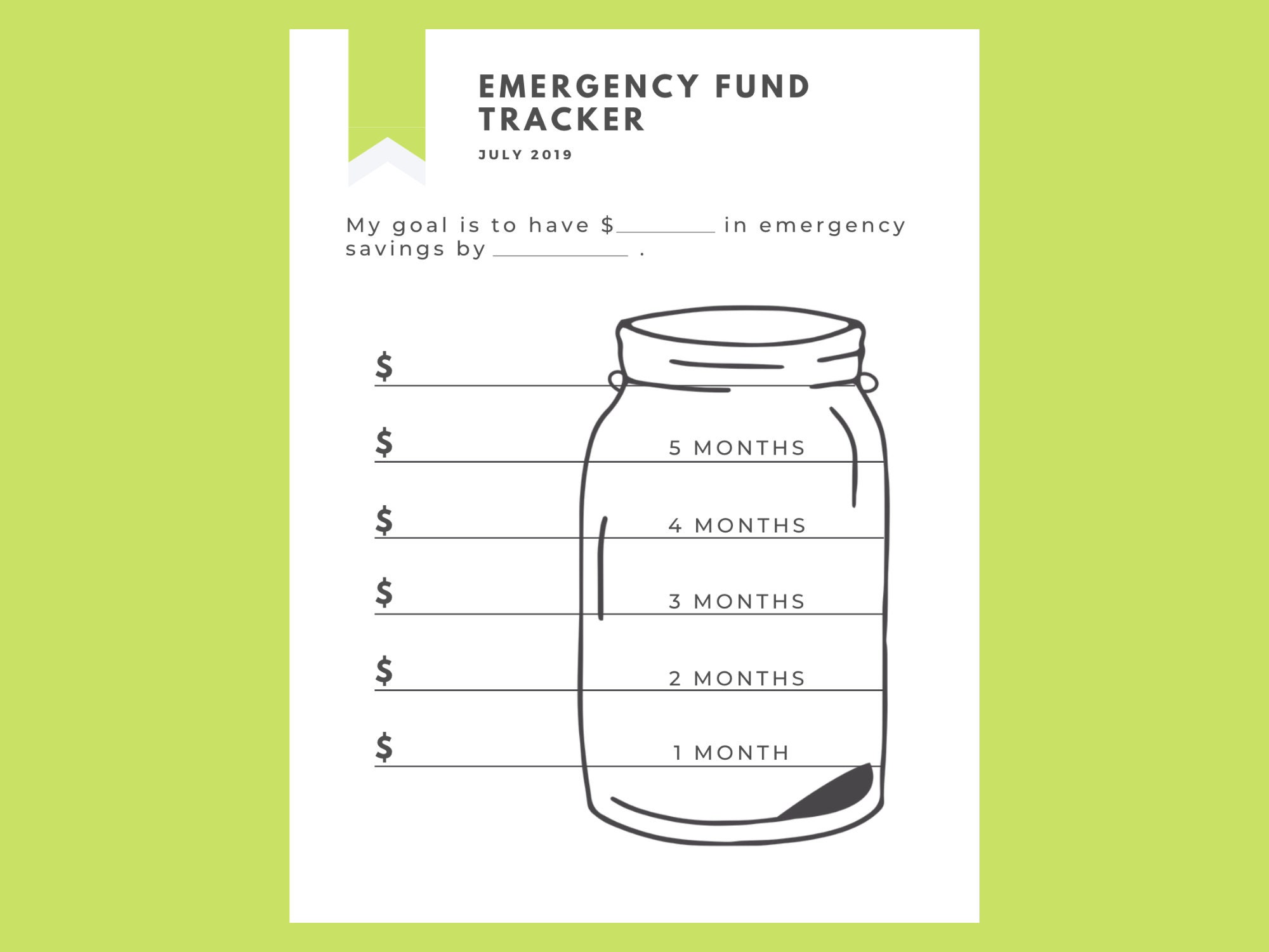 EMERGENCY FUND TRACKER (july 2019) | Savings Tracker | Monthly Saving ...