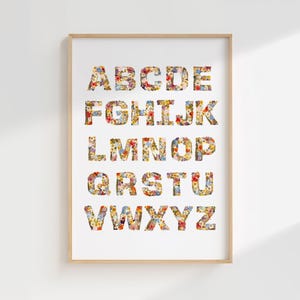 Wild Flower Alphabet Poster Girl's Room Decor Nursery Prints Pressed ...