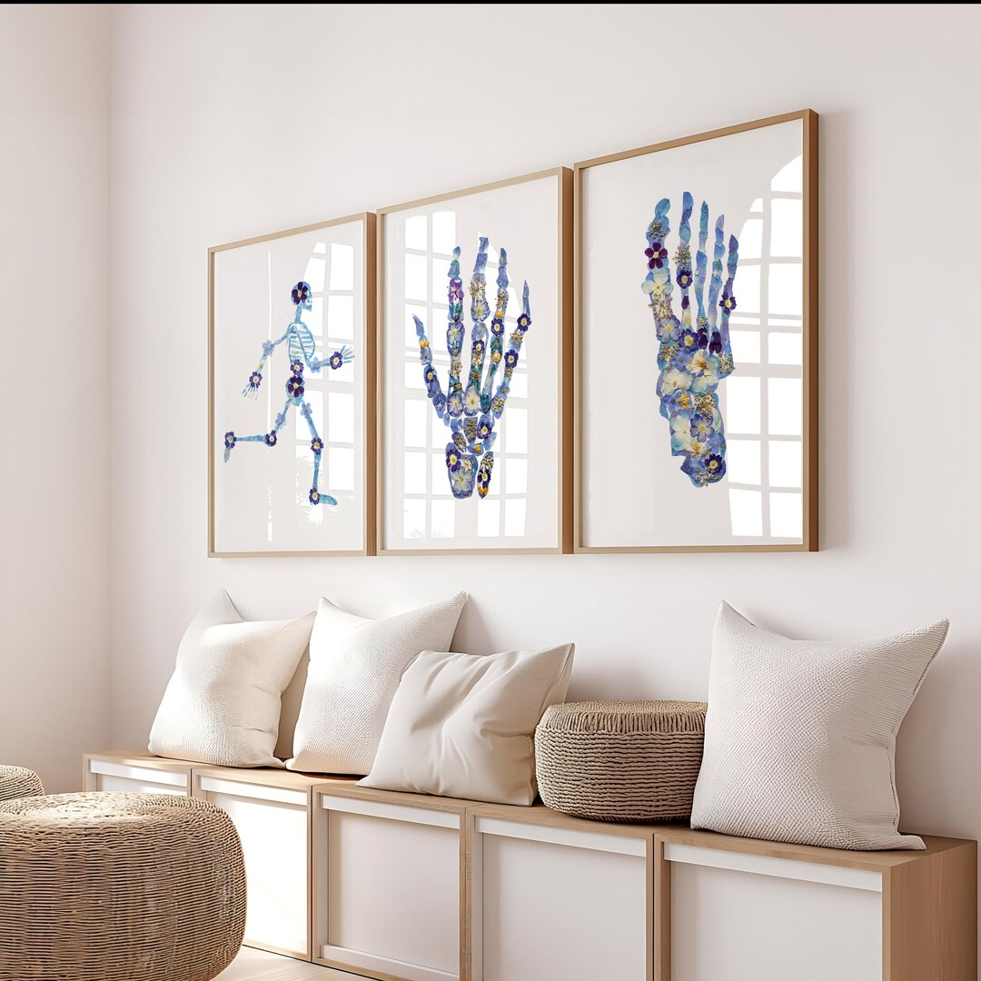 Digital Skeleton Anatomy Prints – X-ray Style Hand, Foot & Running ...
