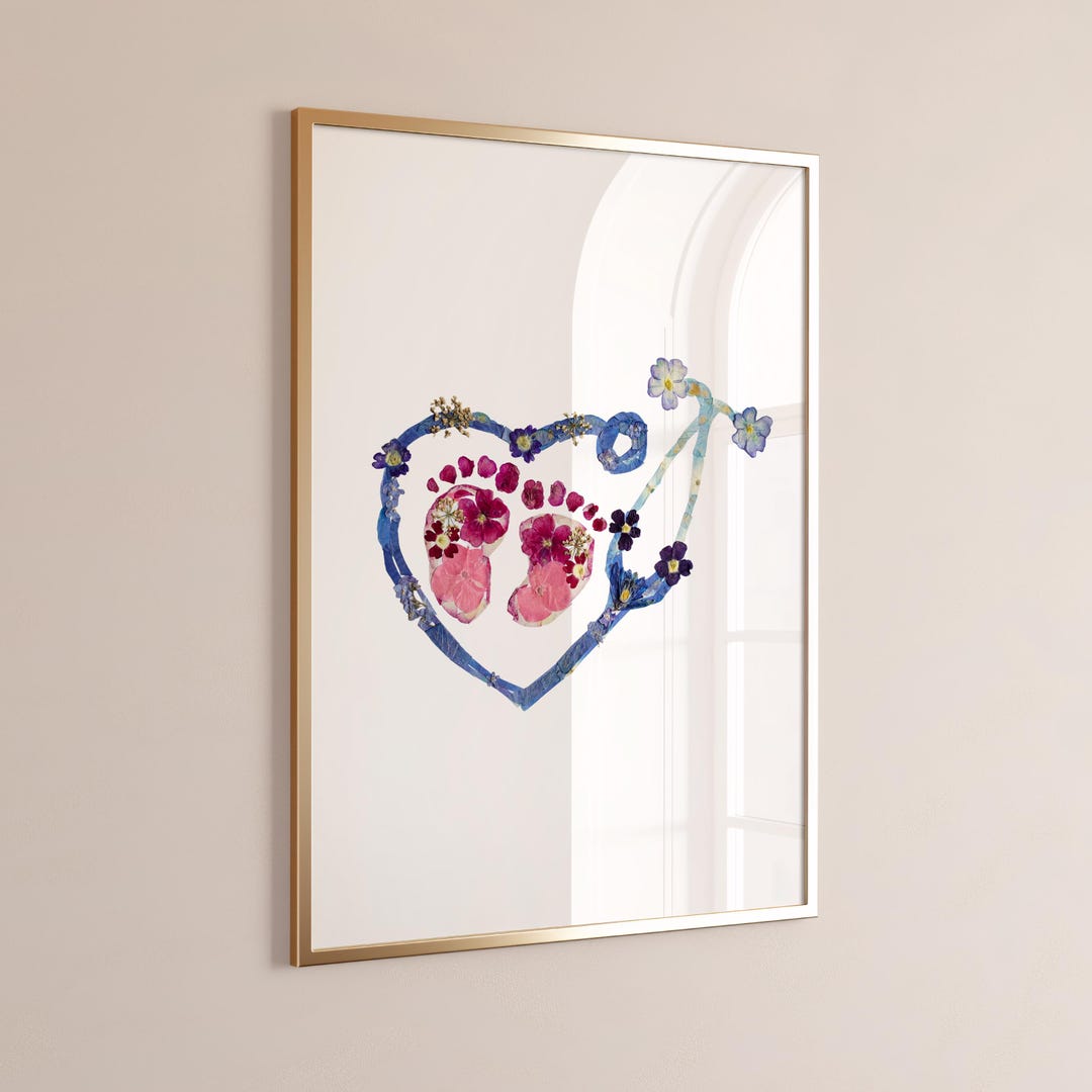 Digital Baby Footprints Art – Printable Stethoscope Poster, Pediatric ...