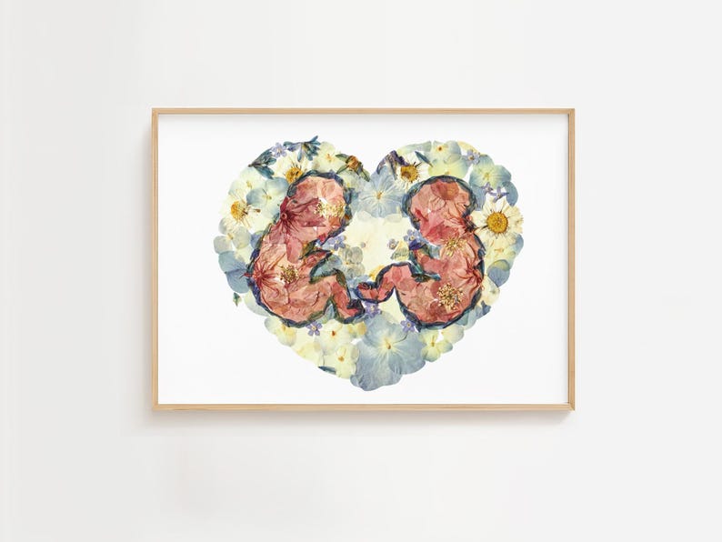 Twins Artwork Art Botanical Twins Decor Cute Twin Art Personalized ...