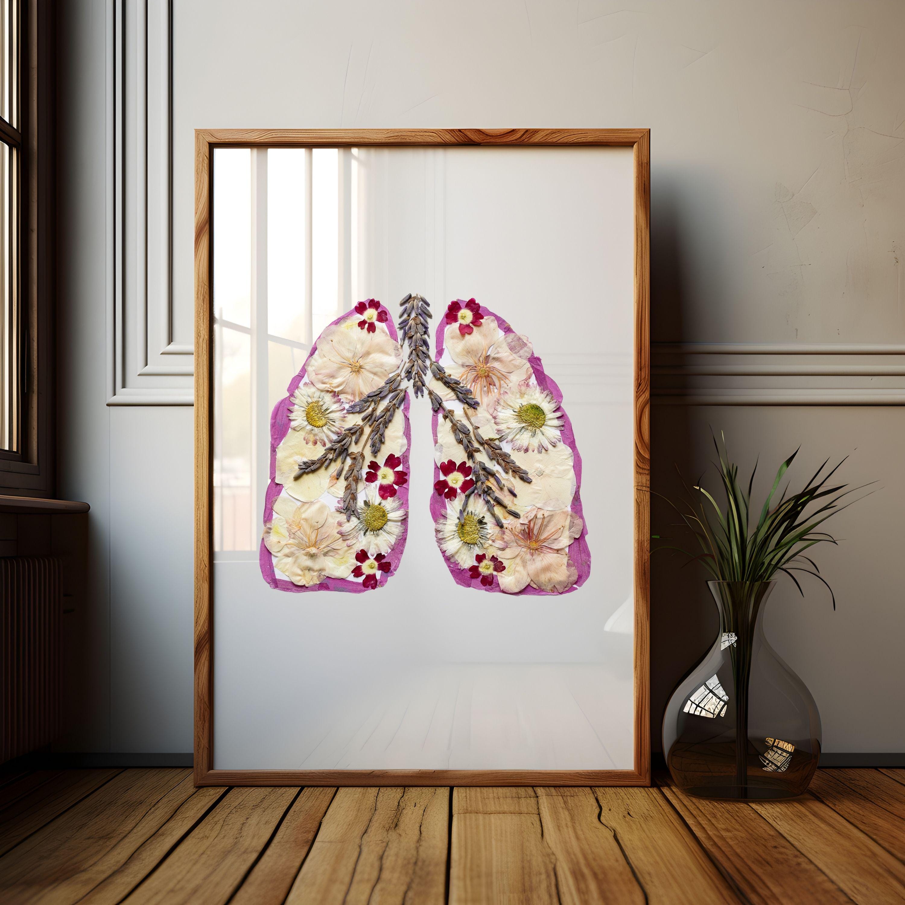 Floral Lungs Wall Art Botanical Respiratory System Print Pulmonary ...