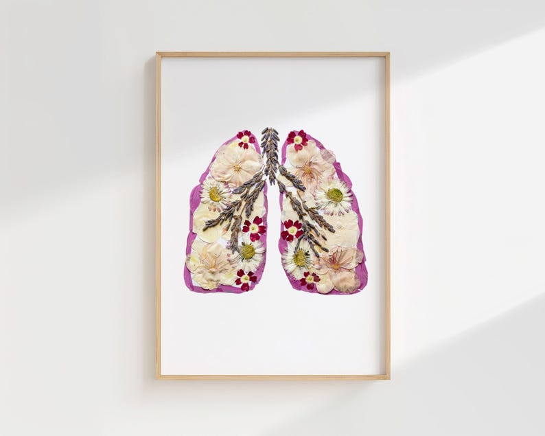 Floral Lungs Wall Art Botanical Respiratory System Print Pulmonary ...