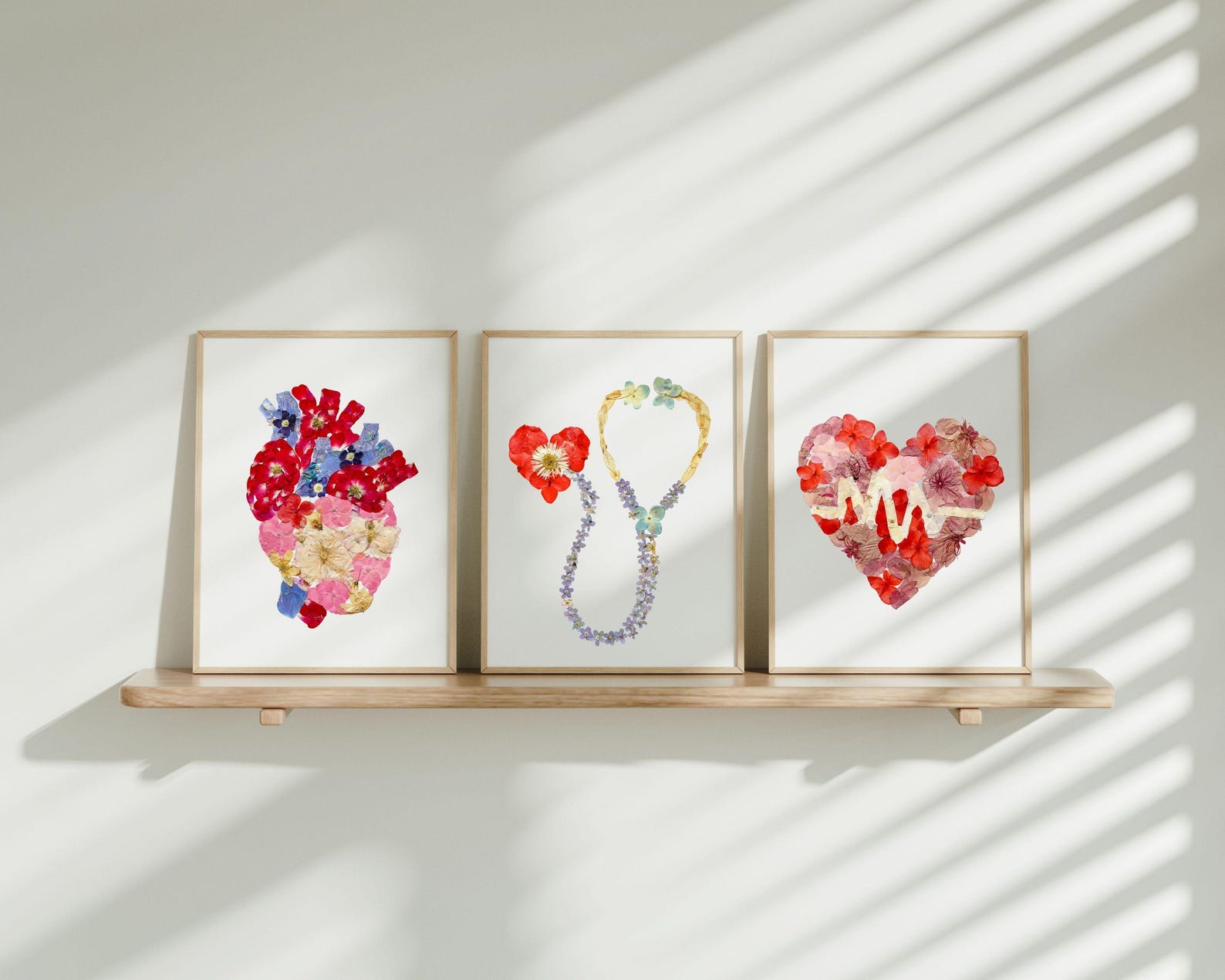 Digital Set of 3 Cardiologist Wall Art Prints Heart, Stethoscope and ...
